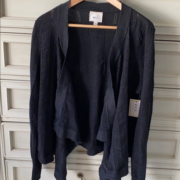 ECI | Sweaters | Eci New York Knit Metallic Open Cardigan Jacket Xl ...
